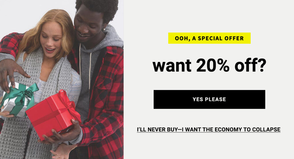 Confirmshaming is fun! How to write manipulative website pop-ups